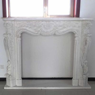 China Indoor Used Marble Fireplaces with Decorative Carrara Surround in Zoo Inspired Design for sale