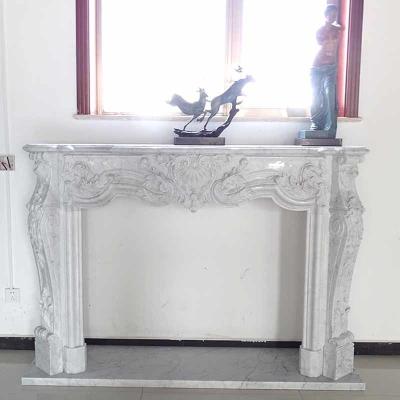 China Indoor Used Marble Fireplaces with Decorative Carrara Surround in Zoo Inspired Design for sale