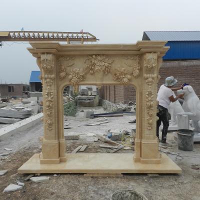 China Indoor Used Marble Fireplaces with Decorative Carrara Surround in Zoo Inspired Design for sale