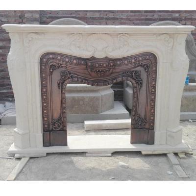 China Indoor Used Marble Fireplaces with Decorative Carrara Surround in Zoo Inspired Design for sale