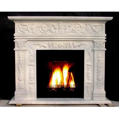 China Custom Calacatta White Marble Fireplace Surround Fireplace Mantel with Modern Design for sale