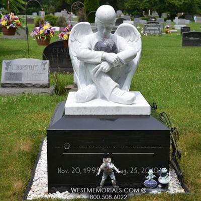 China Customized High-end Design Grave Stone Etched Granite Monument Tombstone Headstone For Memorial for sale