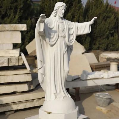 China Hand Carved Marble Outdoor Religious Figure Sculpture Jesus Statue for Church and School for sale