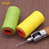 China 200m 0.8mm Flat Waxed Thread for Leather 100% Polyester Pattern Waxed Yarn Count 250D/16 for sale