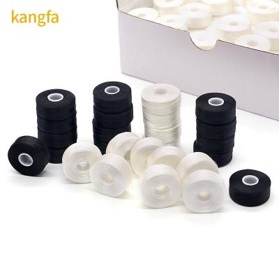 中国 75D/2 100% ポリエステル プリロープ ボビン 糸 高強度 144pcs/箱 L型 白い側 販売のため