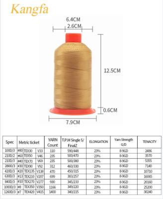 China Flexible 210D/3 Nylon Bonded Sewing Thread voor banken Schoenen en leer 100% Nylon 66 Te koop