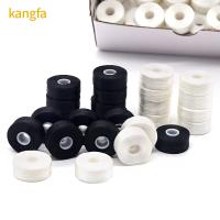China 144pcs/Box White/Black 75D/2 100% Polyester Pre-wound Bobbins Threads L Type Side Less for sale