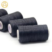 China Black 50m 100% Polyester 150D Hand Stitched Leather Flat Wax Thread with Dyed Pattern for sale