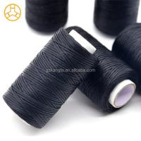 China Black 50m 100% Polyester 150D Hand Stitched Leather Flat Wax Thread with Dyed Pattern for sale
