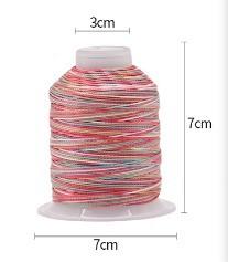 China Plastic Cone Material Multi Color Rainbow High Tenacity Polyester Naaddraad Spool Te koop