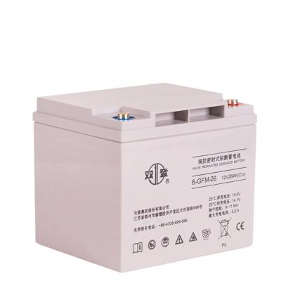 China 12V26Ah Shuangdeng verzegelde 6-GFM-26 batterij voor communicatie en opslag van zonne-energie Te koop