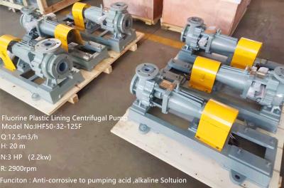 China FEP/PFA Lined Centrifugal Water Pump 12.5m3/h at 20m. for sale