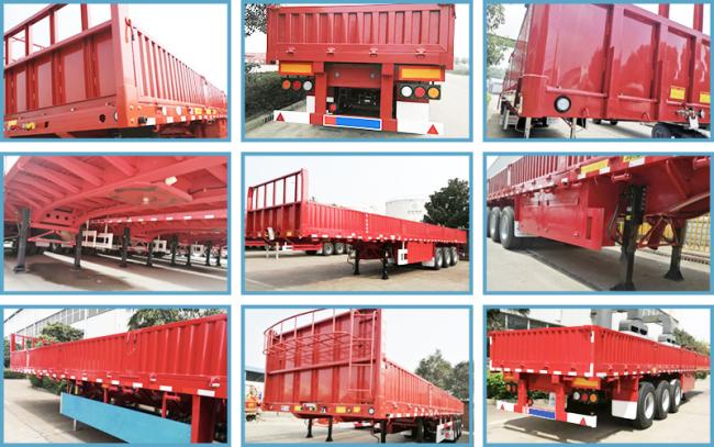 30 - 50 Ton 12 Wheelers Sidewall Cargo Tractor Truck Semi Trailer with Conatiner Twist Locks