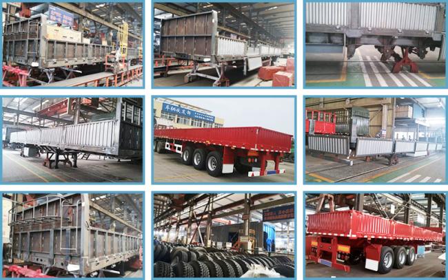 30 - 50 Ton 12 Wheelers Sidewall Cargo Tractor Truck Semi Trailer with Conatiner Twist Locks