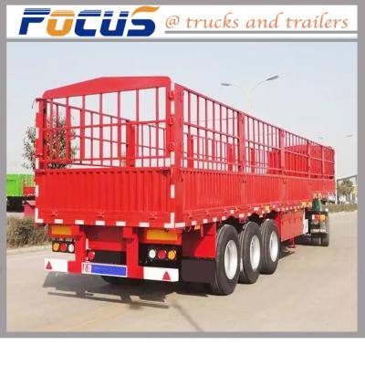 3axles Bulk Cargo Transportation Semi Box Trailer with Q345A I-Beam Material Fence