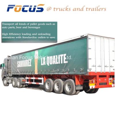 China Jost Langing Gear 40FT Curtain Sided Lorry for Easy Forklift Beer Pallet Handling for sale
