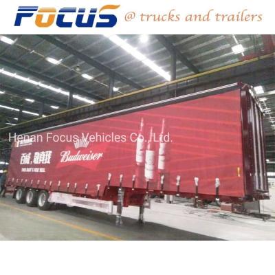 China Steel Tri Axle 30tons Curtain-Side Trailers for Beers Pellets Transportation Solutions for sale