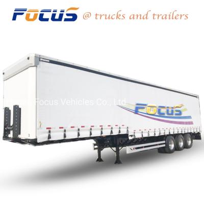 China Steel Tri Axle 30tons Curtain-Side Trailers for Beers Pellets Transportation Solutions for sale