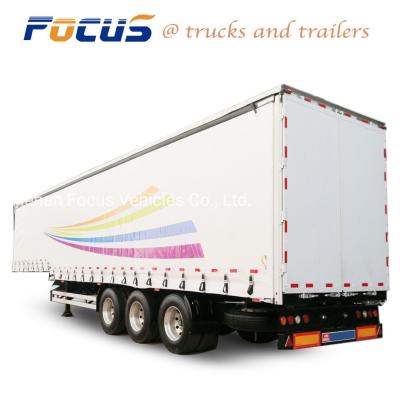 China Steel Tri Axle 30tons Curtain-Side Trailers for Beers Pellets Transportation Solutions for sale