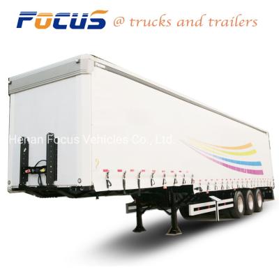 China Steel Tri Axle 30tons Curtain-Side Trailers for Beers Pellets Transportation Solutions for sale