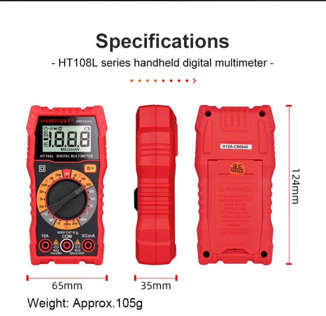 Habotest HT108L Digital Multimeter display close-up