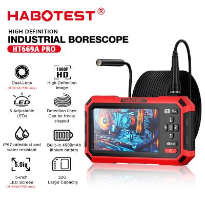 China HABOTEST HT669A PRO 5-Inch Dual Lens Borescope 7MM Automotive Mechanical Sewer Pipe Inspection Camera Video Industrial Borescope for sale