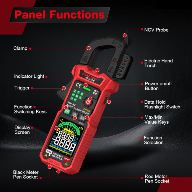 HABOTEST HT205AS/DS Digital Clamp Meter display close-up