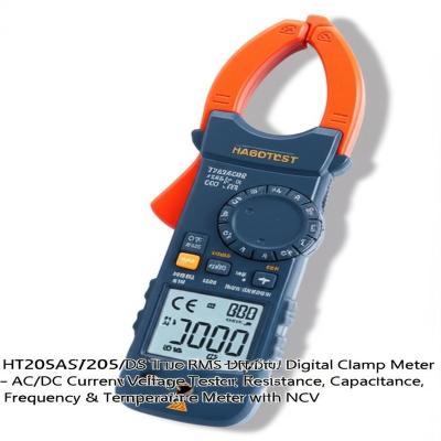 China HABOTEST HT205AS/DS Multímetro de pinza digital True RMS - Comprobador de voltaje y corriente CA/CC, resistencia, capacitancia, frecuencia y temperatura con NCV en venta