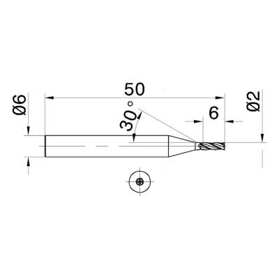 Cina 65HRC 4 scanala nel carburo di tungsteno di 2mm Endmill per l'acciaio duro in vendita