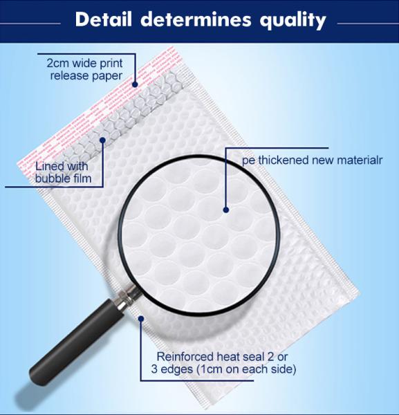 Quality CTCX Custom Bubble Mailer Waterproof Small Size Polymailer With Bubble Poly for sale