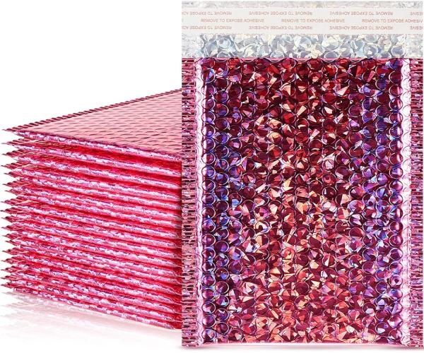 Quality CTCX Custom Bubble Mailer Holographic Pink Holographic Bubble Mailer Holographic Bubble Packages for sale