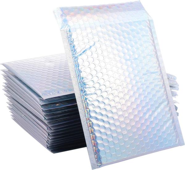 Quality CTCX Custom Holographic Cushion Insulated Bubble Mailers Matte Aluminum Glamour Bubble Colored Metallic Foil Bubble Mailer for sale