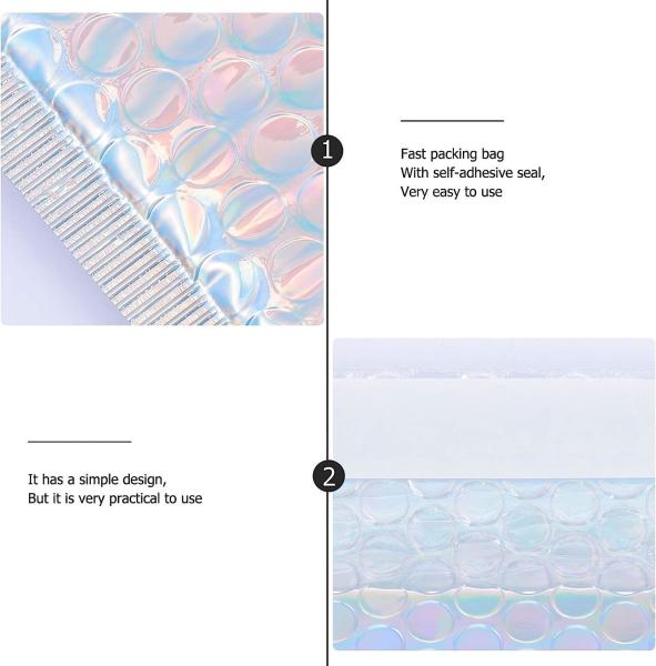 Quality CTCX Custom Holographic Cushion Insulated Bubble Mailers Matte Aluminum Glamour for sale
