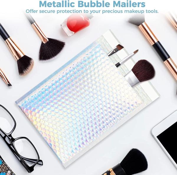 Quality CTCX Custom Holographic Cushion Insulated Bubble Mailers Matte Aluminum Glamour for sale
