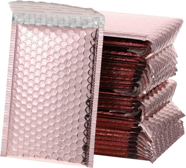 Quality CTCX Hot Pink Plymor Bubble Mailer Shipping Plastic Mailer Bag Padded Envelopes Holographic Metallic Bubble Packages for sale