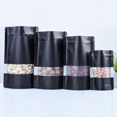 China CTCX Eco Friendly Custom Logo Private Ziplock Brown White Kraft Craft Food Paper Packaging Zipper Bags With Window for sale