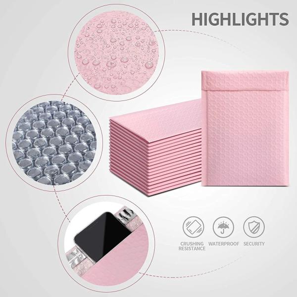 Quality CTCX Small Pink Padded Envelope Bubble Mailers Custom Logo Pink Shipping Bags for sale