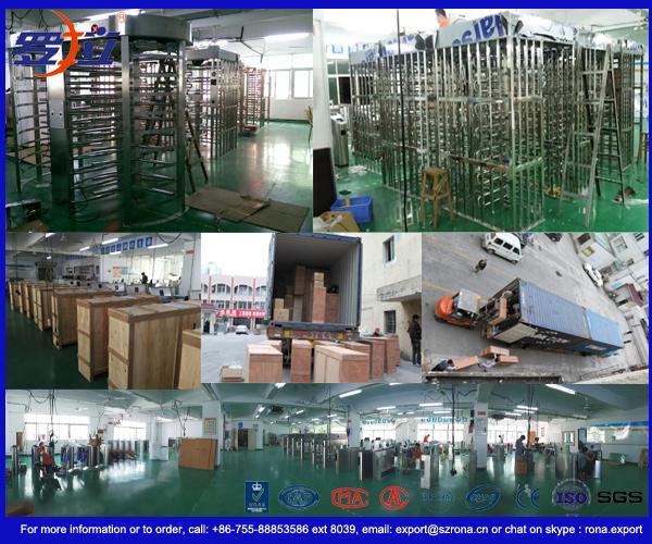 304 Stainless Steel Automatic Security Full Height Turnstile of double lane