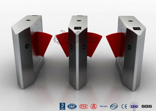Quality Access Control Flap Barrier Turnstile , Pedestrian Barrier Gate Infrared Sensors With IC/ID Card for sale