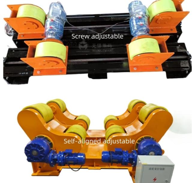 5T Lead Screw Adjustable Welding Rotator in operation