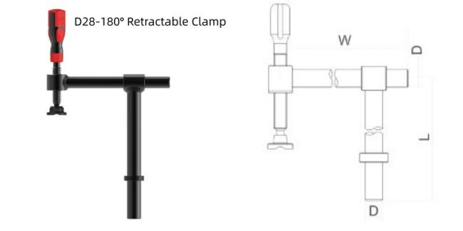 D28-180&Acirc;&deg; Retractable Clamp specifications