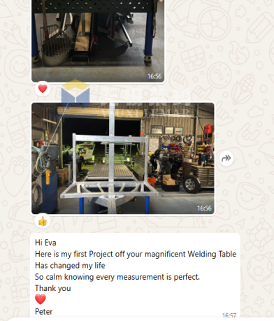 Customer review and feedback for D16 welding table