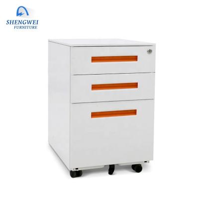 China 3 Drawers A4 Folder  Mobile Metal File Storage Cabinet With Long Handle for sale