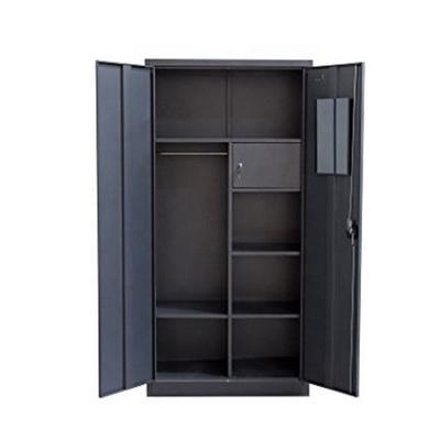China Bedroom Vertical Double Door 180cm Metal Wardrobe Locker With Safe Box for sale