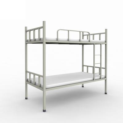 China Dormitory Double Layer Anti Slip Gray Color Metal Bunks With Ladder for sale