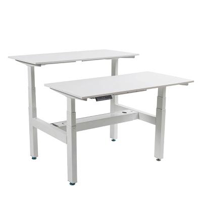 China 2 Levels 4 Legs 4 Motors Extendable KD Structure Steel Office Desk for sale