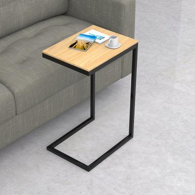 China Home white black C Shape Glass Desktop Metal End Table for sale