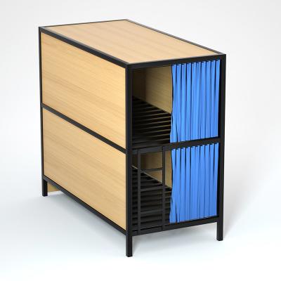 China Double Decker Side Ladder Steel Bunk Beds With Small Storage Locker for sale