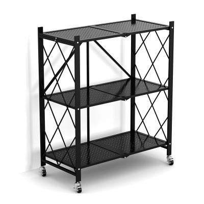 China 3 Layers Small Metal Display Folding Shelf Steel Storage Shelf Rack For Home for sale