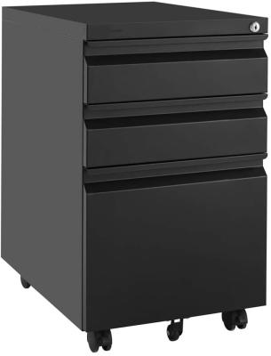 China Under Desk Office Drawers Fully Assembled  3-Drawer Mobile Metal File Cabinet for sale